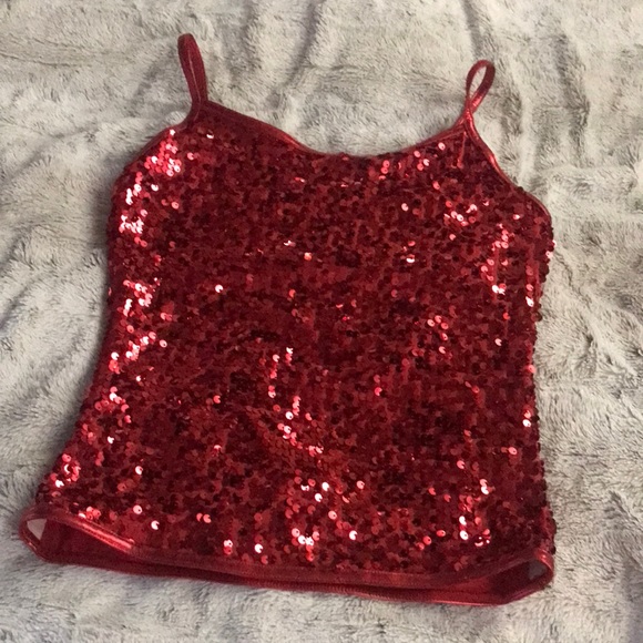 Weissman | Tops | Red Sequin Metallic Stretch Camisole S Sa Dance ...